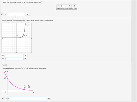Solved 1 Point Find A Possible Formula For An Exponential