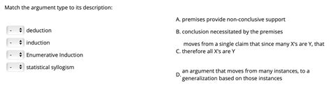 Solved Match The Argument Type To Its Description A Chegg Com