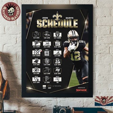 New Orleans Saints Nfl 2026 Schedule All Kickoffs Home Decor Poster