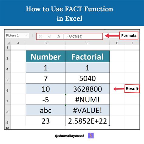 Excel Factfunction Mathfunctions Exceltips Spreadsheetfunctions