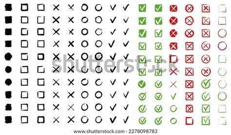 set check mark cross vector illustartion stock vector royalty free