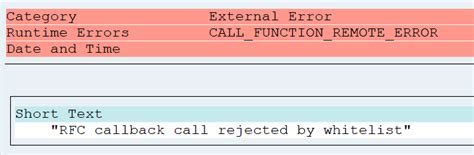 3356725 callback rejected by whitelist dump sap knowledge base article