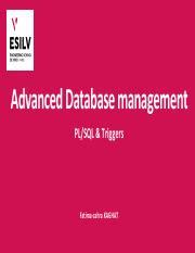 Advanced Database Management PL SQL Triggers A Course Hero