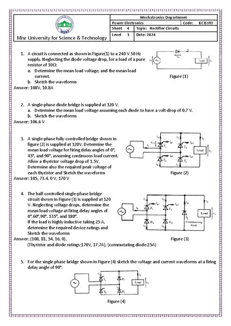 Must Sheet 4 Rectifier Circuits A Circuit Is Connected As Shown In