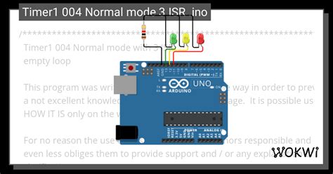 Timer1 004 Normal Mode 3 ISR Ino Wokwi ESP32 STM32 Arduino Simulator