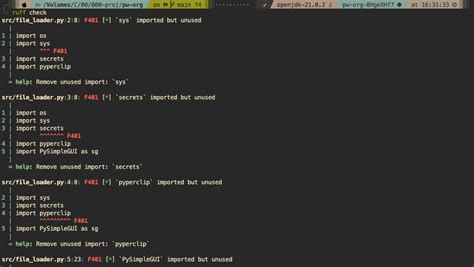 ruffをpythonコードに。