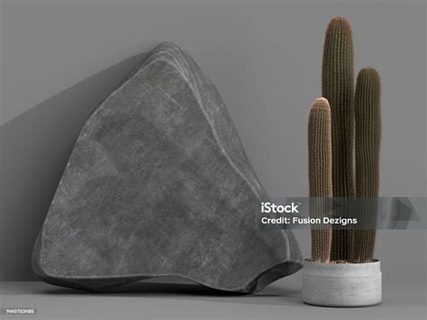 빈 돌과 로고 프리젠 테이션 브랜딩 기업 정체성 광고를위한 벽 콘크리트의 식물 목업 3d 렌더링 0명에 대한 스톡 사진 및 기타