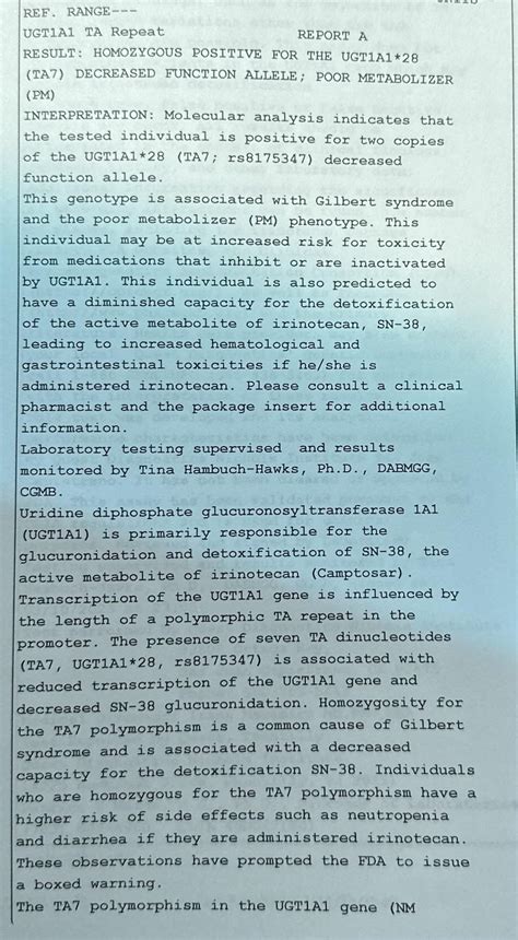 Gilberts Genetic Testing Results Rgilbertsyndrome