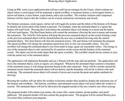 Solved Bouncing Object Applicationusing An Ide Write A Java