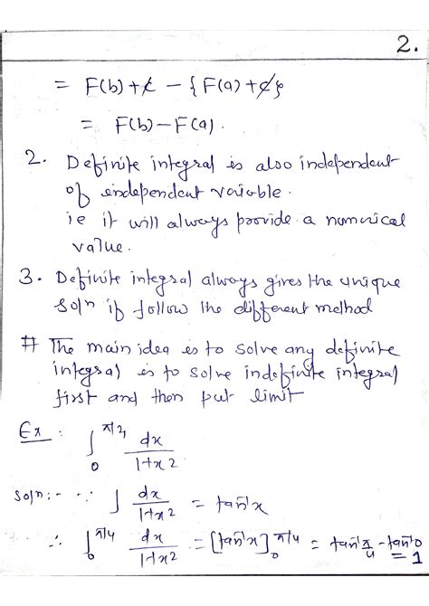 SOLUTION Definite Integrals Hand Written Notes Studypool