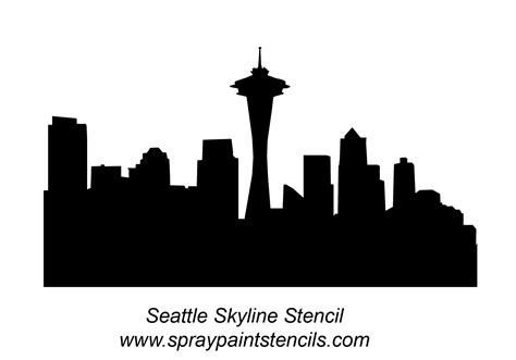 Seattle Skyline Silhouette Free Printable Cityscape Outline