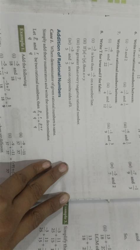 Write Two Rational Numbers Between I 3 And 2 Ii Frac 3 4