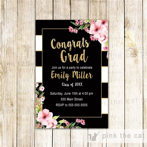 Girl Graduation Party Invitations A Trio Grand Graduation Party