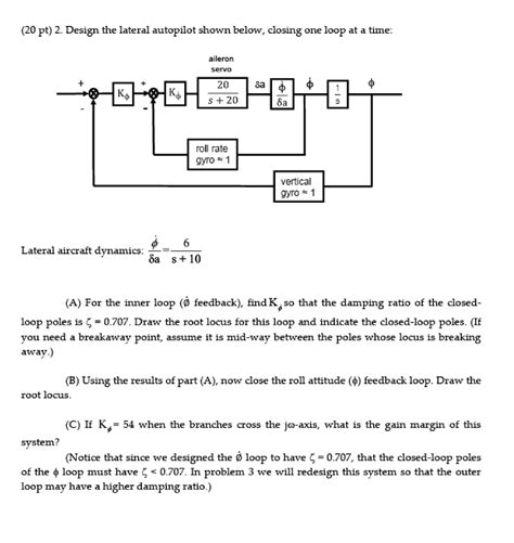 solved 20 pt 2 design the lateral autopilot shown below