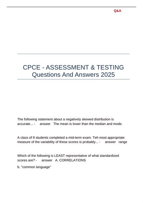 Cpce Assessment And Testing Questions And Answers 2025 Cpce Stuvia Us