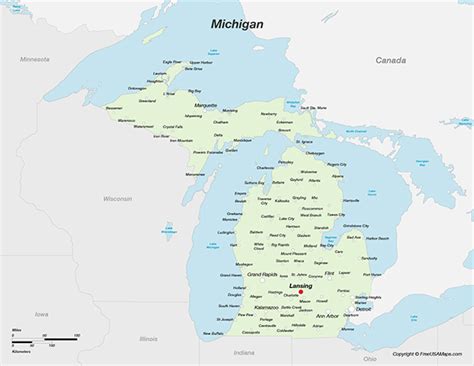 Printable Map Of Michigan State Outline Free Usa Maps