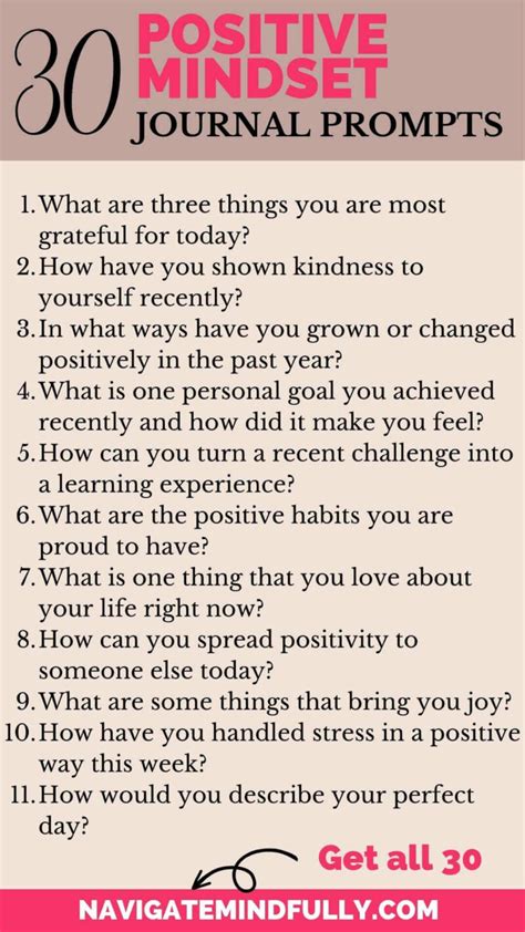 30 Positive Mindset Journal Prompts for Optimistic Thinking