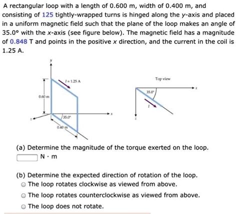 A Rectangular Loop With A Length Of 0600 M Width Of 0400 M And Consisting Of 125 Tightly Wrapped