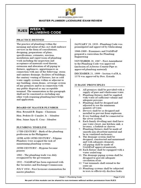 Week 1 Plumbing Code Pdf Plumbing Pipe Fluid Conveyance