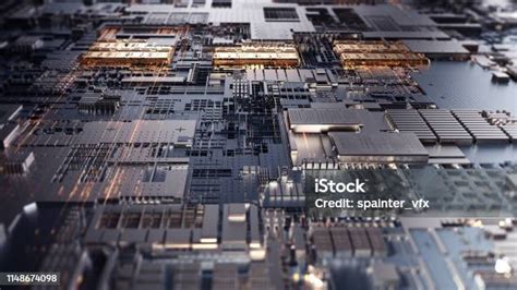 인쇄 회로 기판 미래 지향적 인 서버 3d 렌더링 컴퓨터 칩에 대한 스톡 사진 및 기타 이미지 컴퓨터 칩 머더보드 배율