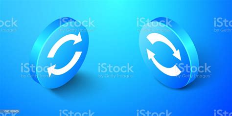 파란색 배경에서 격리된 등색 새로 고침 아이콘입니다 기호를 다시 로드합니다 원 기호의 회전 화살표입니다 파란색 원 버튼입니다