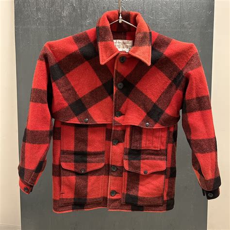 Vintage 70s Filson Double Mackinaw Cruiser Jacket Usa Red Black Sz 42