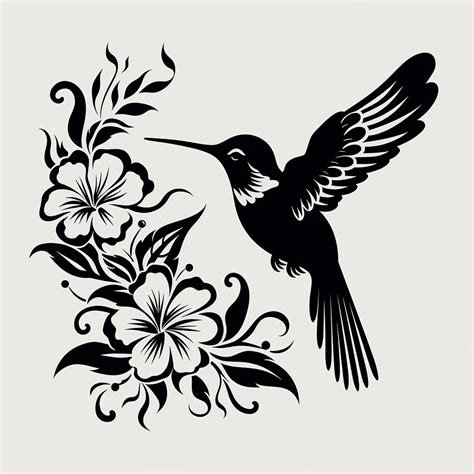 Hummingbird Floral Border Clip Art Stencil Logo Tattoo Png Jpeg