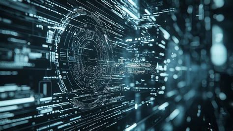 Futuristic Sci Fi Digital Interface With Complex Programming Code Patterns Stock Illustration