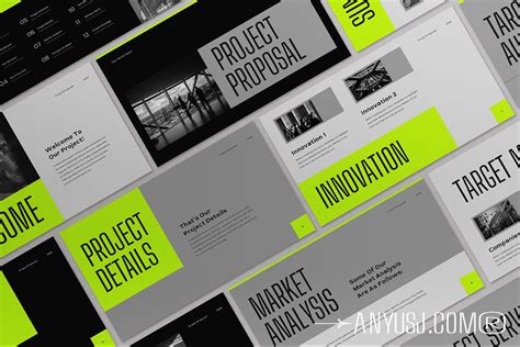 20页现代极简商业项目业务说明设计展示ppt幻灯片演示文稿模板black Neo Brutalism Project Proposal Presentation 安鱼设计资源丨优质平面设计