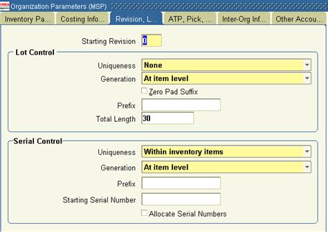 Serial And Lot Control Items In Oracle Inventory Oracle Apps