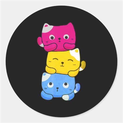 Pansexual Kawaii Cat Anime Art Cute Pan Pride Lgbt Classic Round Sticker Zazzle