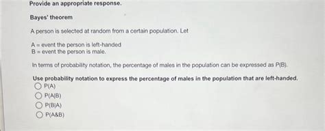 Solved Use Bayes Theorem To Find The Indicated Probability Chegg