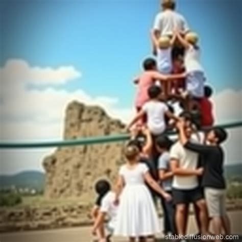 Black And White Human Pyramid Stable Diffusion Online