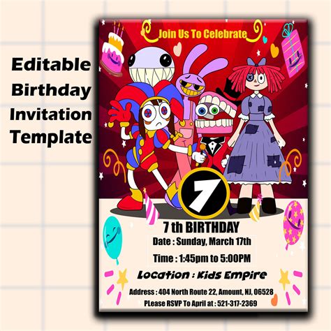 The Amazing Digital Circus Birthday Invitation Its Party Time Jax