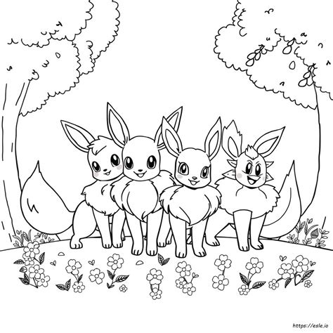 Printable Eevee Evolutions Coloring Pages