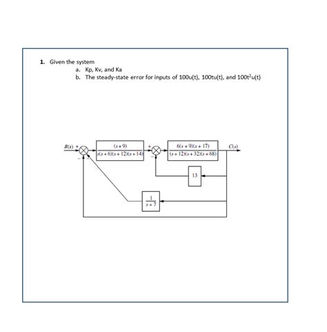 solved 1 given the system a kp kv and ka b the