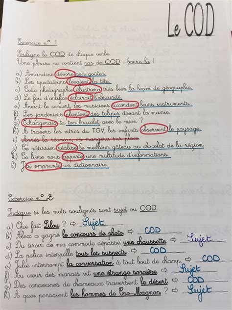 Correction Des Exercices Cod Coi Ecole Saint Joseph