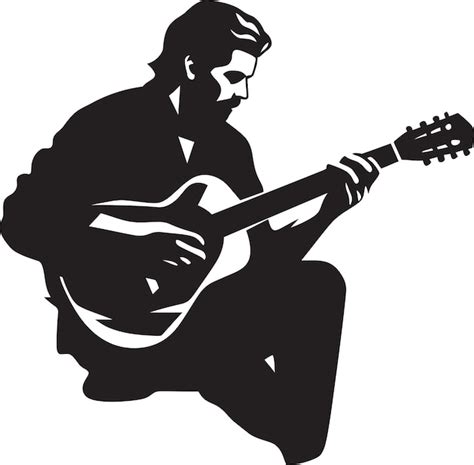 Premium Vector Rhythm Reverie Guitar Player Logo Vector String Symphony Musician Emblem Design