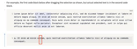 Selecting Text And Cursor Bug When Using Css To Wrap Content In Code