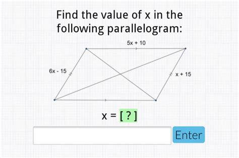Solved Find The Value Of X In The Following Parallelogram