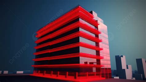 빨간 불빛이 있는 건물의 3d 렌더링 붉은 색으로 3d 큰 건물 고화질 사진 사진 배경 일러스트 및 사진 무료 다운로드 Pngtree