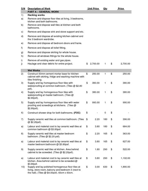 Quotation Format For Tiles Work At Lewis Durkin Blog