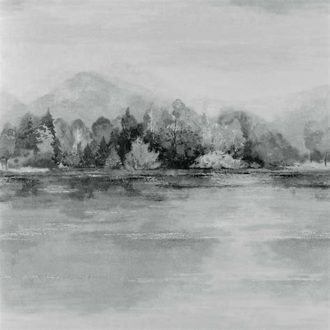 Lakeside Pewter Grey Luxury Landscape Wallpaper Landscape Wallpaper