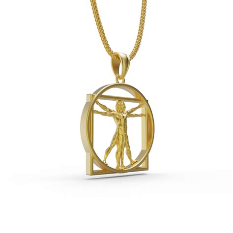 Vitruvian Man Silver Necklace Da Vinci Renaissance Art Pendant