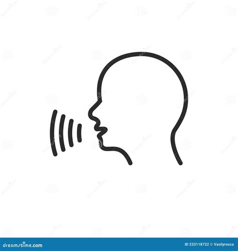 Speak Voice Vector Icon Person Talk Speech Wave Command Sound Control Face Sound Icon Stock