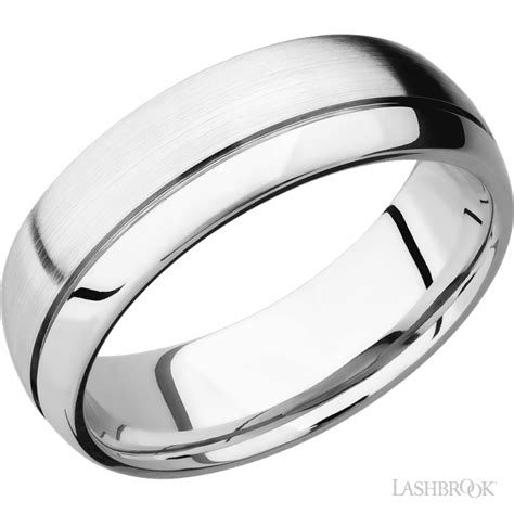 Lashbrook Designs 7 Mm Wide Domed With Off Center Accent Groove 14k