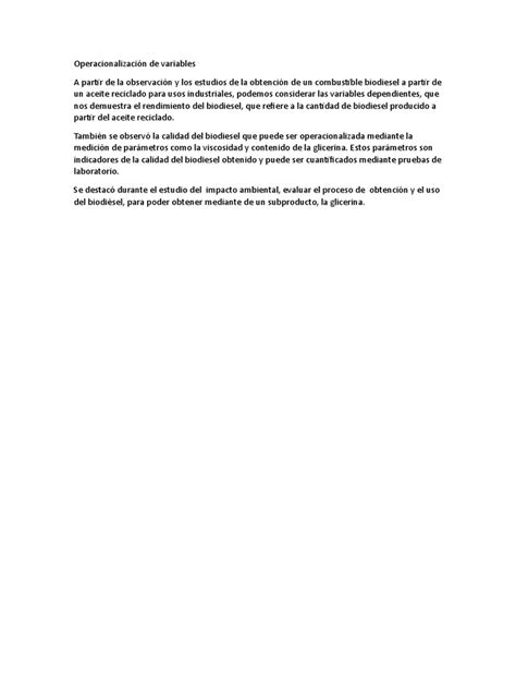 Operacionalización De Variables Pdf