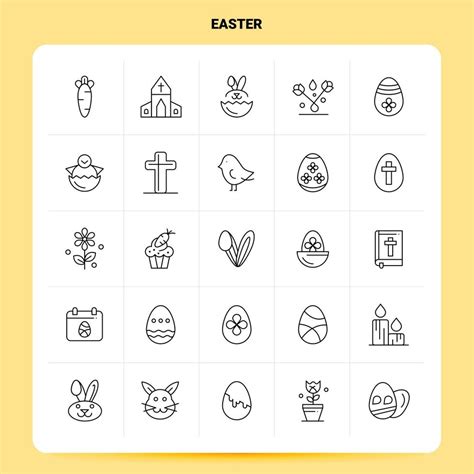 Outline 25 Easter Icon Set Vector Line Style Design Black Icons Set