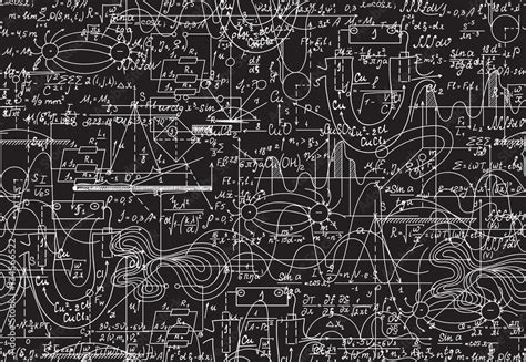 Math Scientific Vector Seamless Pattern With Mathematical And Physical Formulas Calculations