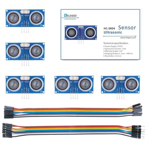 Elegoo Ultrasonic Distance Sensor Module Kit Pack Of 5 Hc Sr04 For
